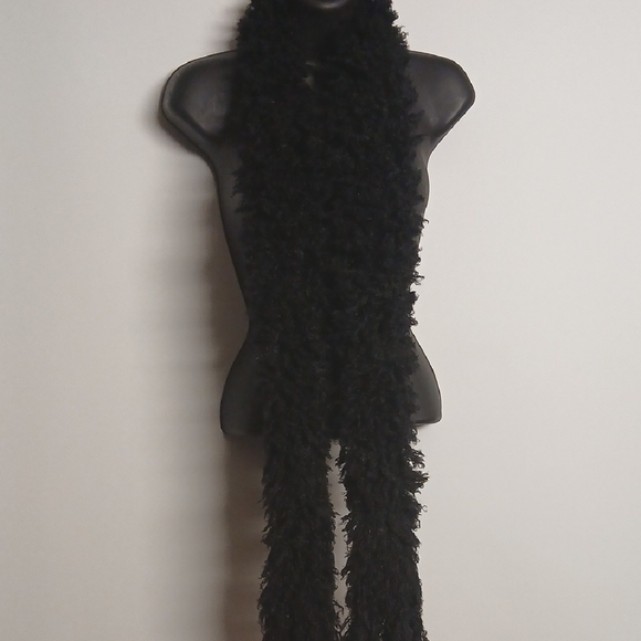 Accessories | Black Fuzzy Women Scarf Extra Long Nwot | Poshmark